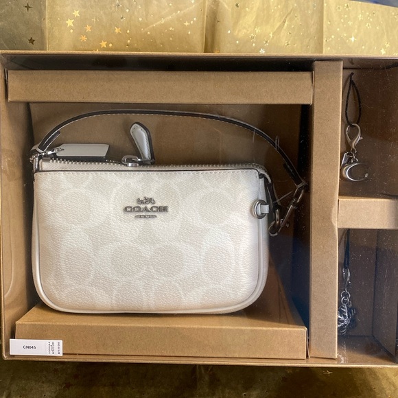 Coach | Bags | Coach Glacier White Wristlet With Charms Gift Box Set ...